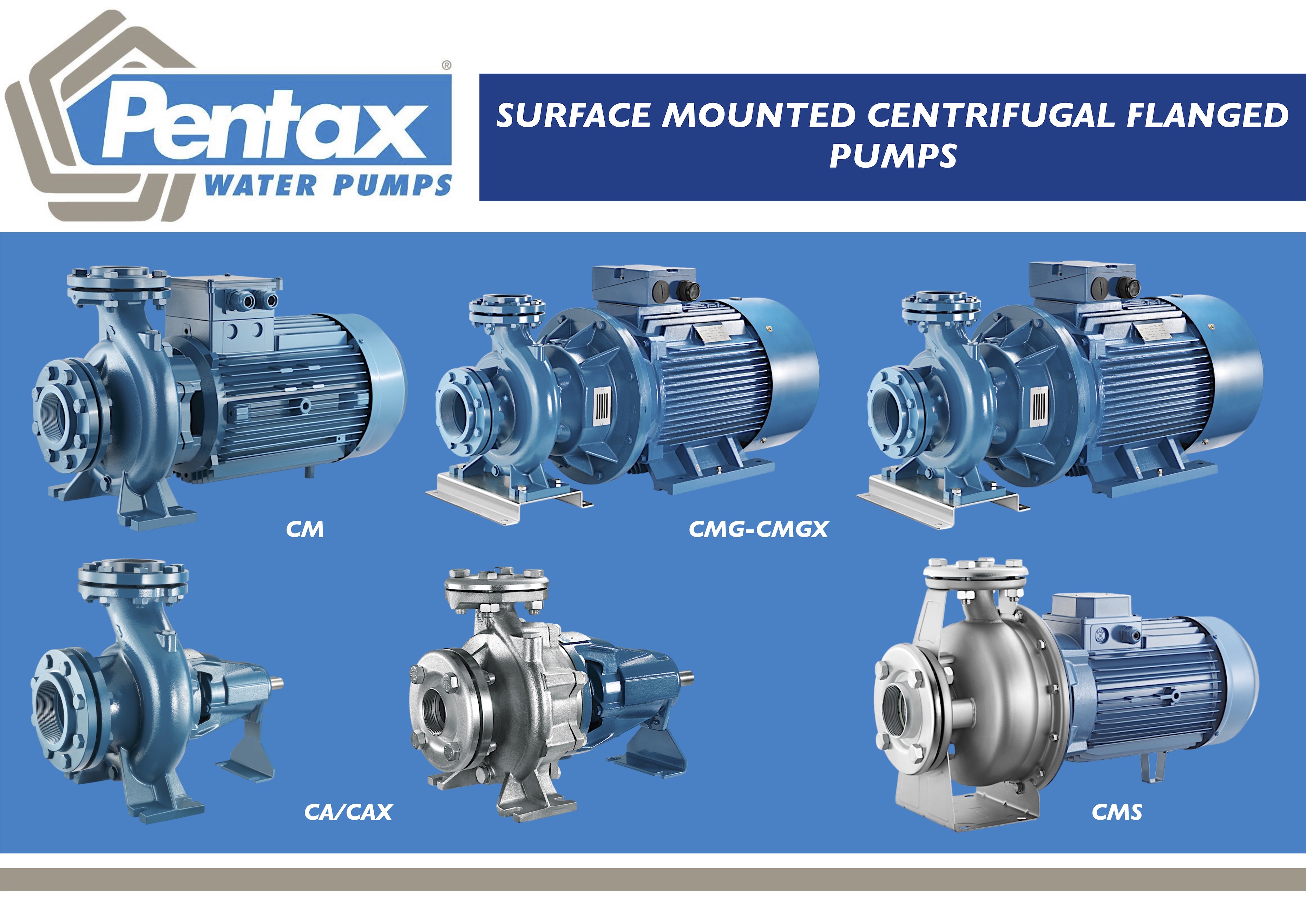 Pentax Surface Mounted Flanged Centrifugal Pumps